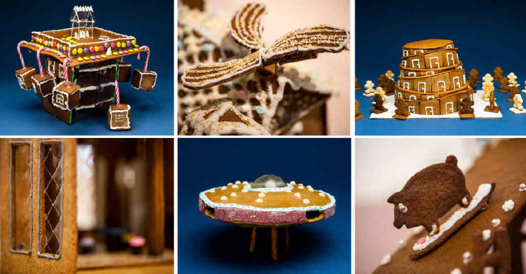 Gingerbread houses at ArkDes Museum in Stockholm